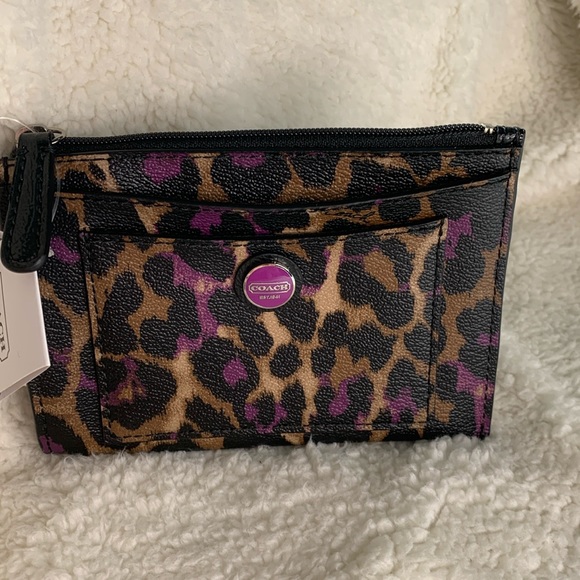 Coach | Bags | Coach Brand New Small Pouch Animal Print Purple Black ...